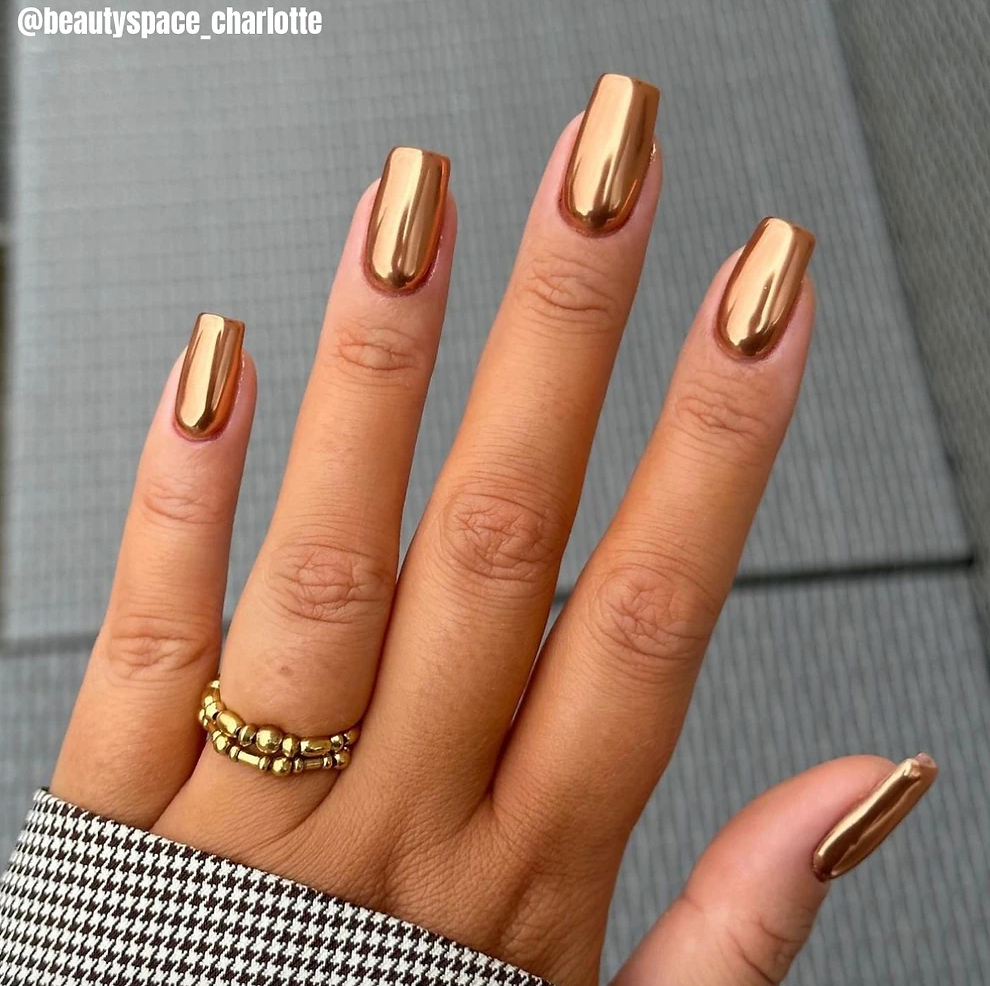 Chloe Bronze Metallic Chrome Nail Stamping Queen UK